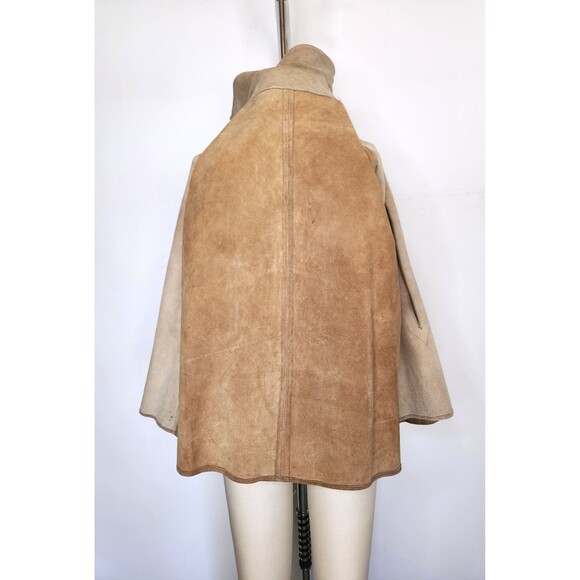 Vintage | Jackets & Coats | Vintage Leather Suede Poncho Cape Floral ...